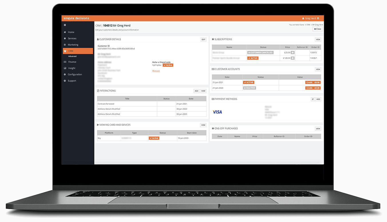 Singula Subscriber Management | Singula Decisions